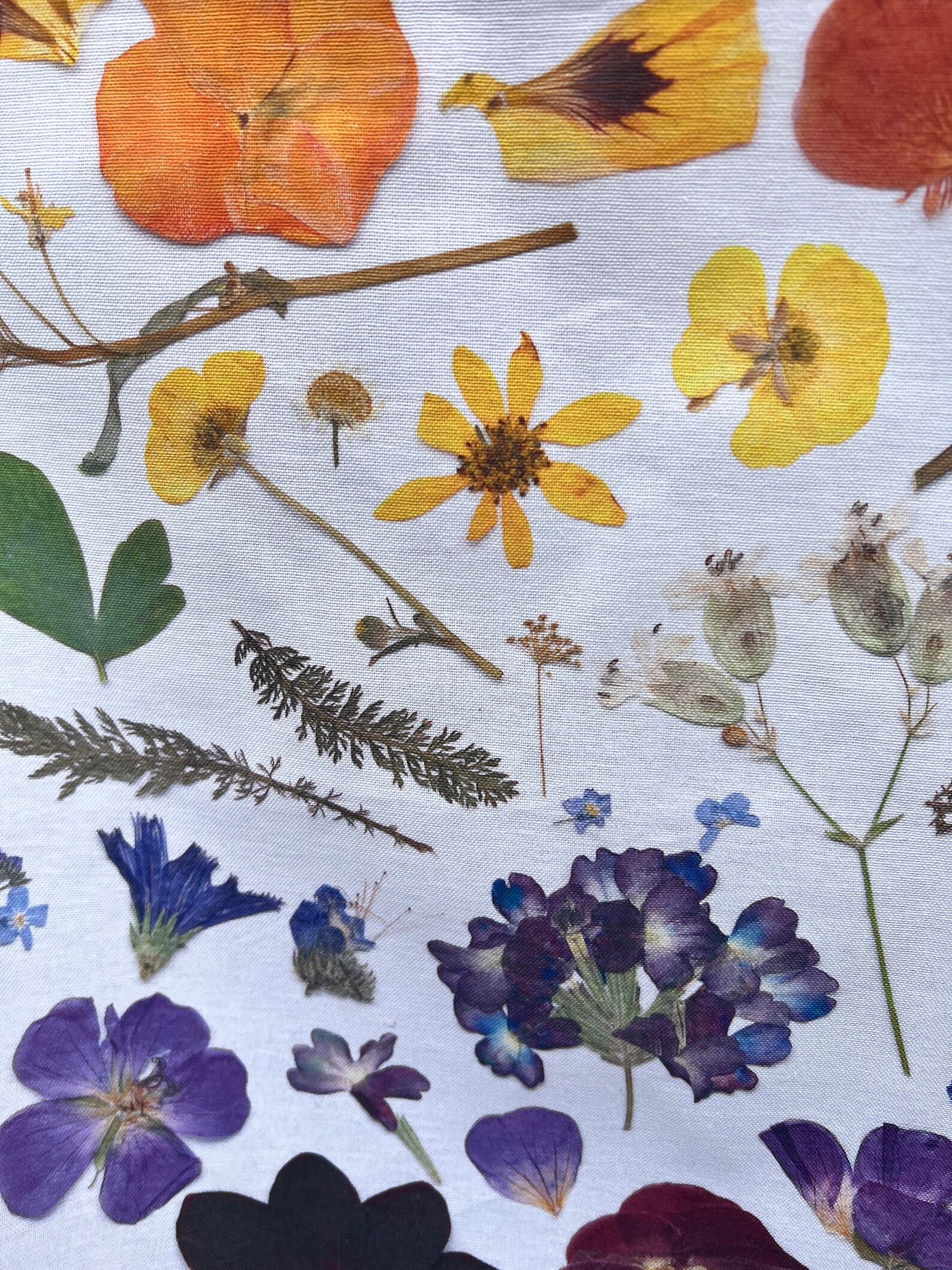 Pressed Flower Tea Towel, 100% Cotton, 19 X 26, Full Saturated Colour ...