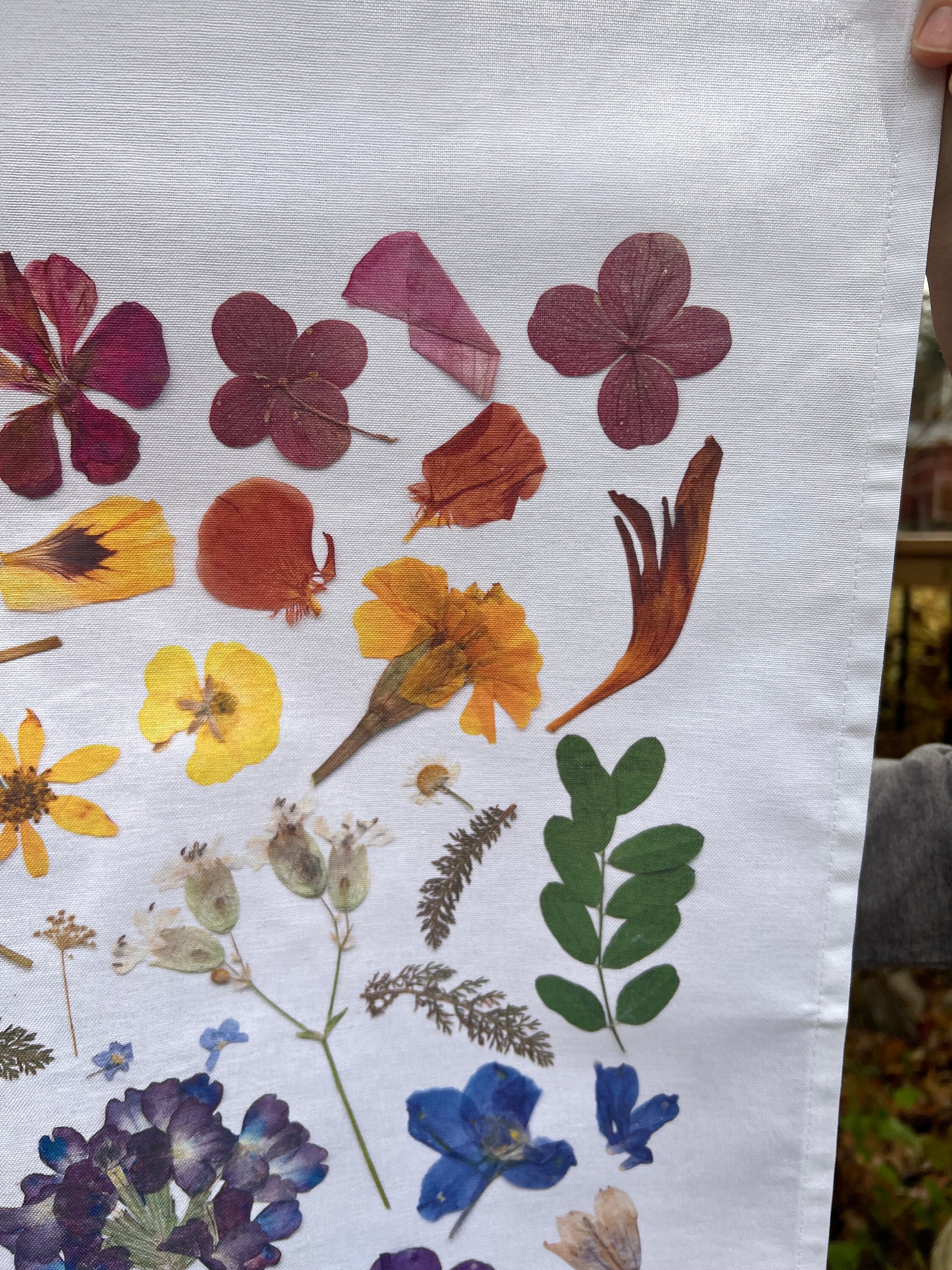 Pressed Flower Tea Towel, 100% Cotton, 19 X 26, Full Saturated Colour ...