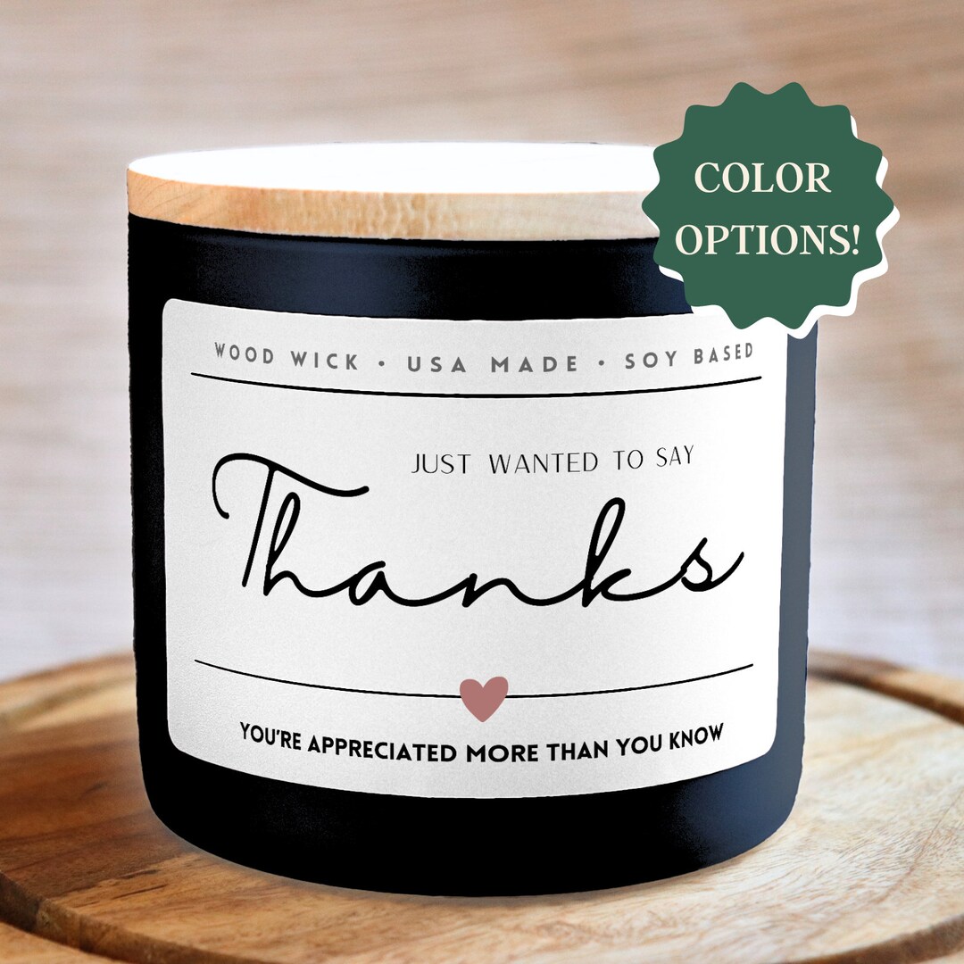 Thank You Candle Gift Set: Personalized Soy Candle With Wood Wick - Etsy