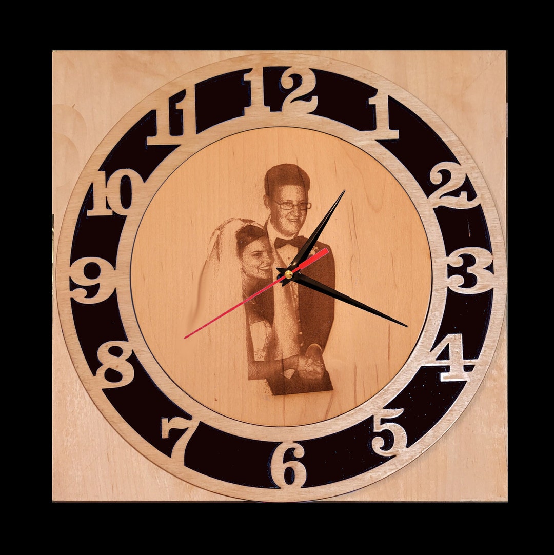 Wood Photo Laser Engraved Wall Clock 12 Diameter USA - Etsy