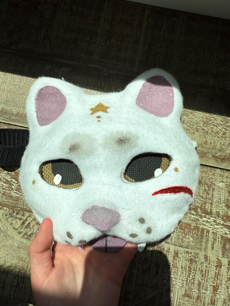 Gold and White Ferret Therian Half Mask - Etsy
