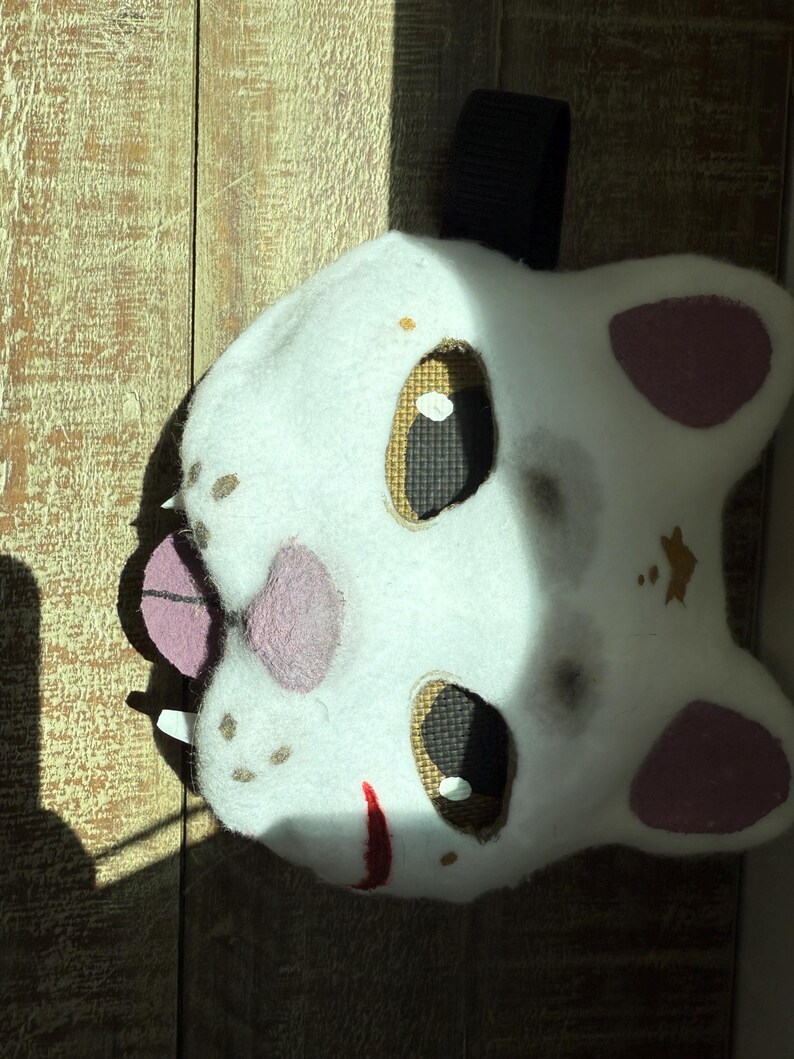 Gold and White Ferret Therian Half Mask - Etsy