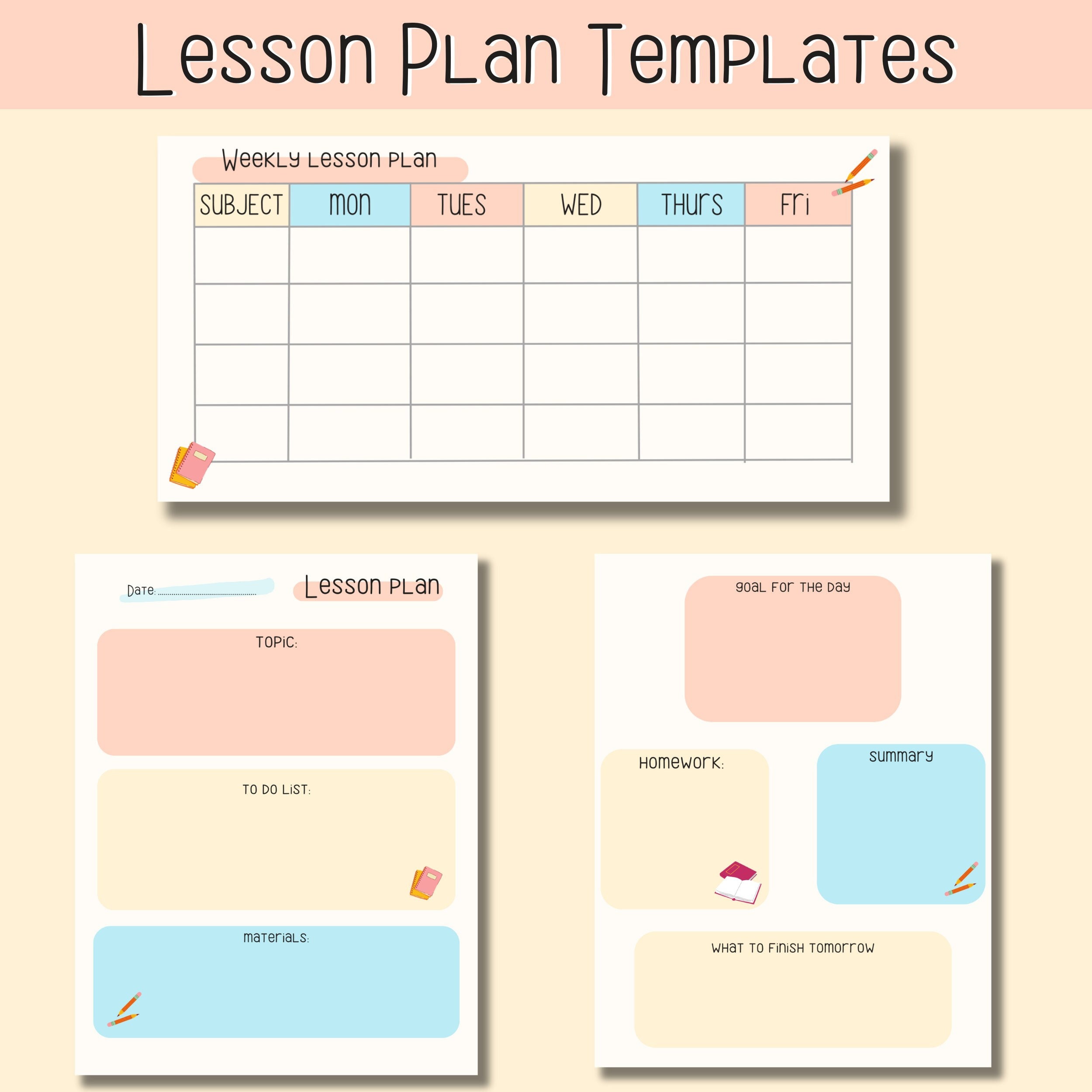 Weekly Lesson Plan Template, Lesson Planner Printable, Homeschool ...