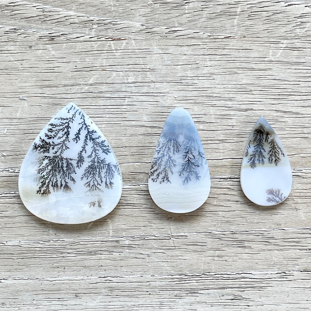 Dendritic Agate Cabochon Raindrop/pear Shaped Lot 21-28mm Scenic Agate Dendrite Agate Cabochon ...