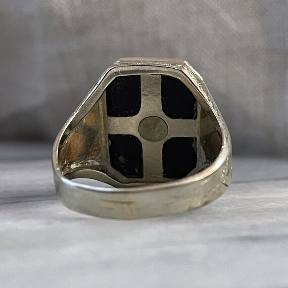 Antique Letter "A" Initial Black Onyx and 14K Gold Ri… - Gem