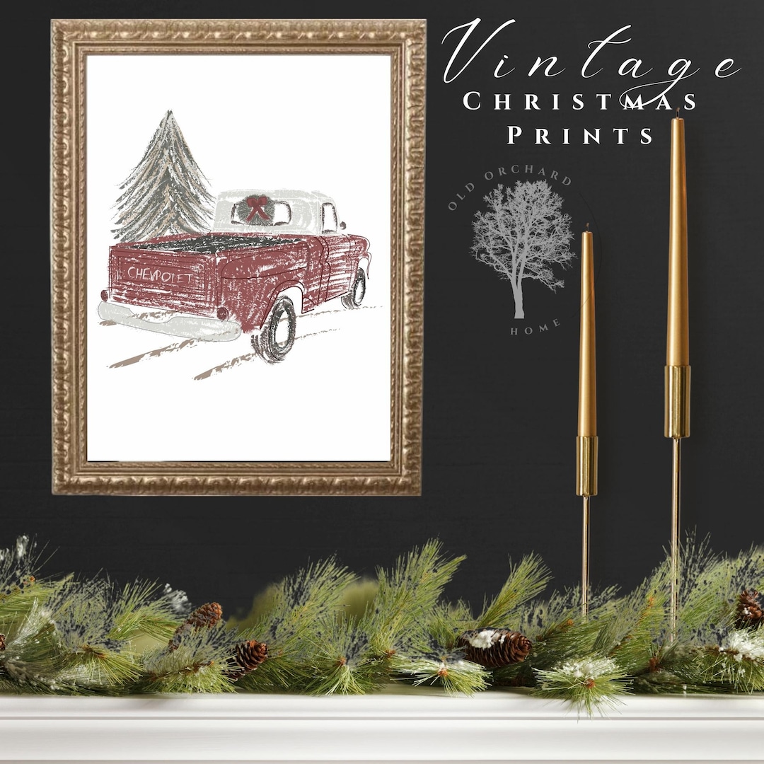 Printable Vintage Christmas Truck Art Christmas Wall Art - Etsy