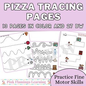 Tracing Worksheets, Printable Pizza Shop Center Tracing, Fine Motor ...
