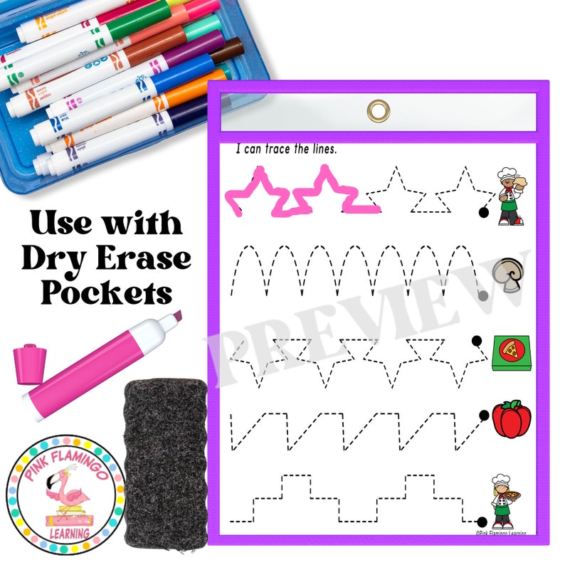 Tracing Worksheets, Printable Pizza Shop Center Tracing, Fine Motor ...