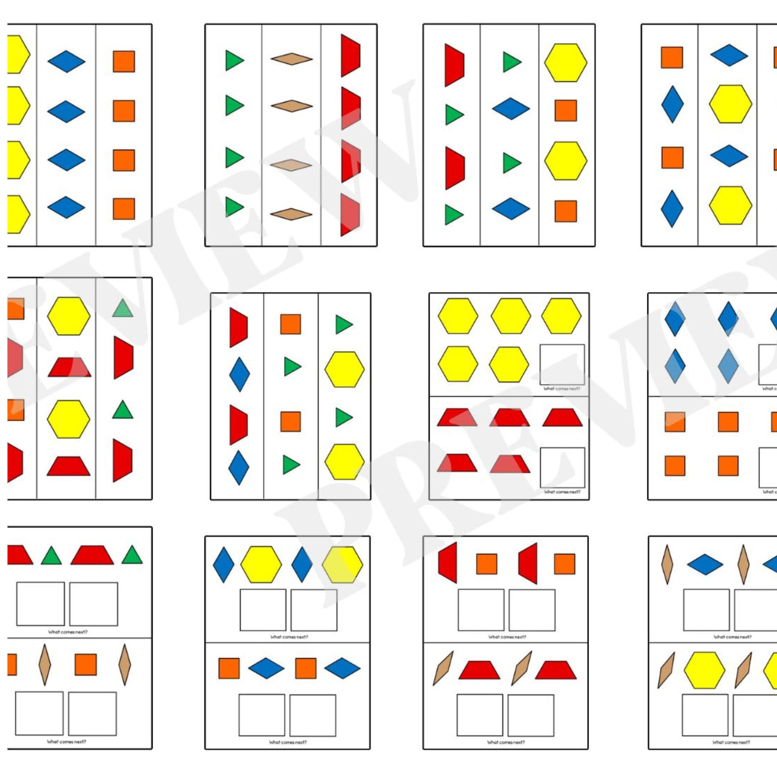 Pattern Blocks Activity Cards Pattern Block Printables Tangram Activity ...