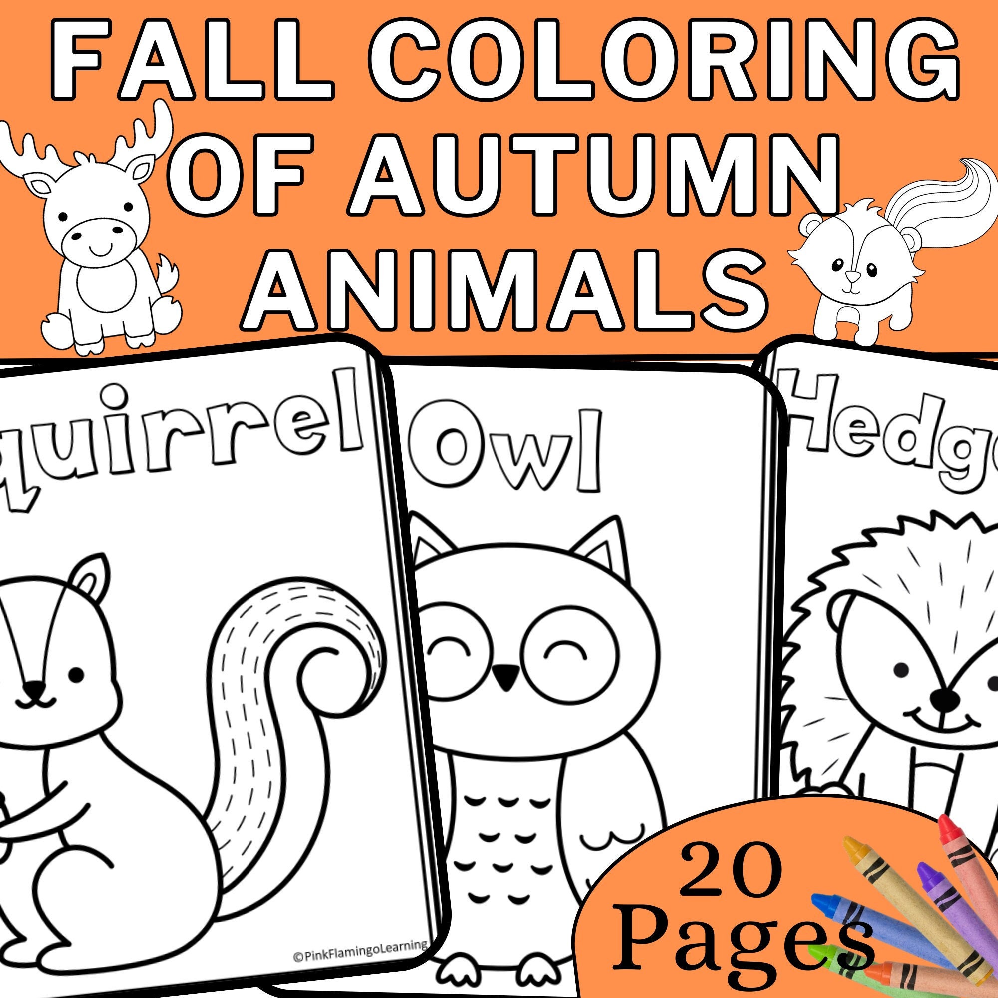 Fall Coloring Pages of Autumn Animals, Coloring for Kids Coloring ...