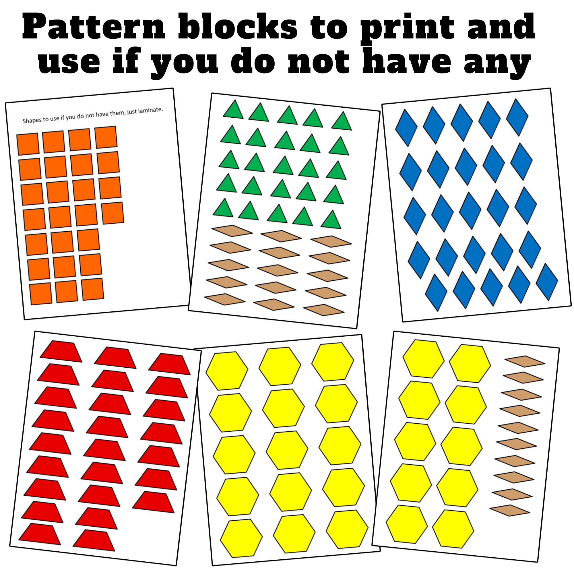 Pattern Blocks Printable Pattern Block Mats Task Card Activity Mats ...