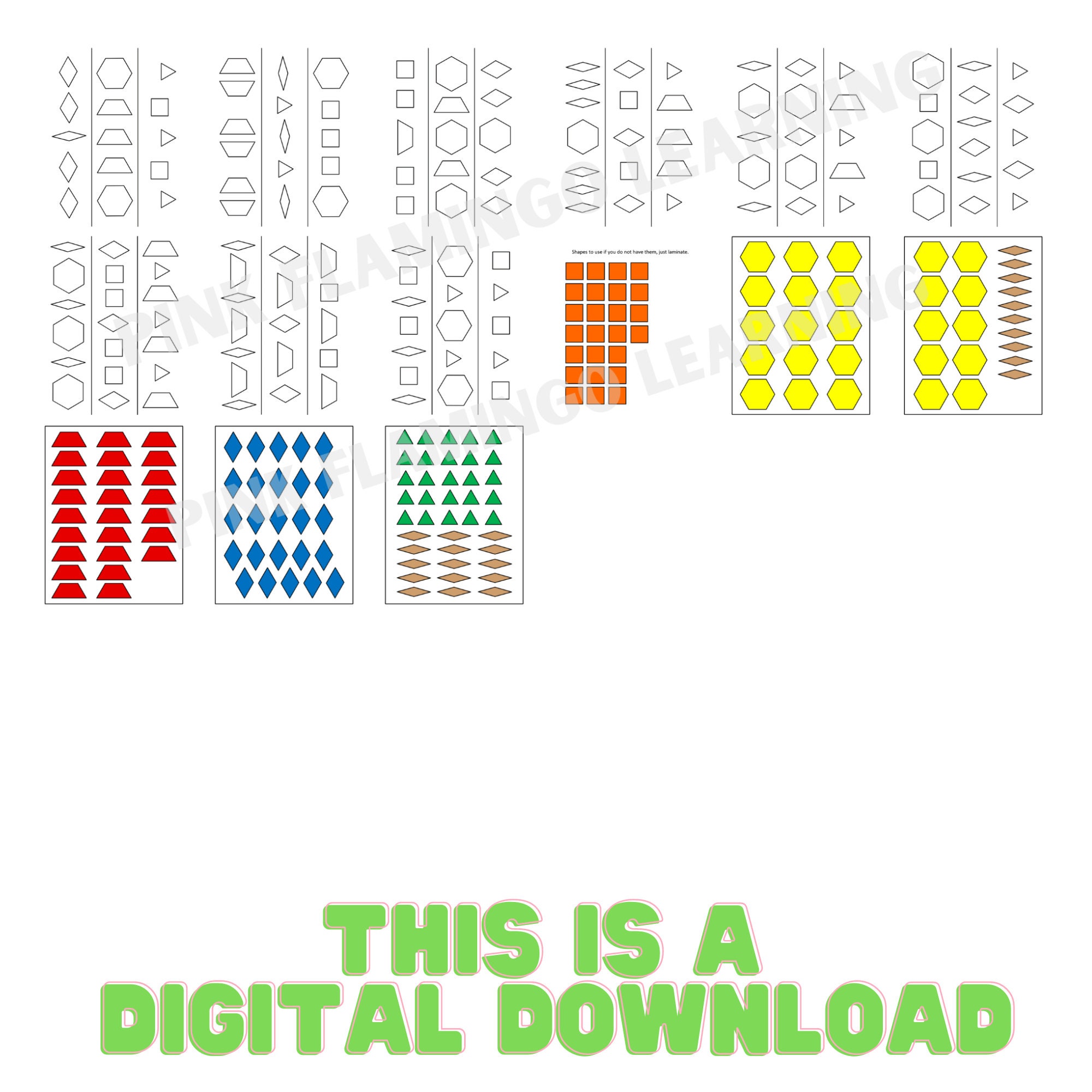 Pattern Blocks Printable Pattern Block Mats Task Card Activity - Etsy