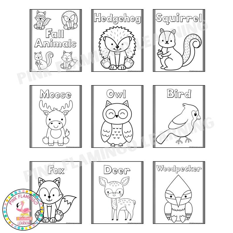 Fall Coloring Pages of Autumn Animals, Coloring for Kids Coloring ...