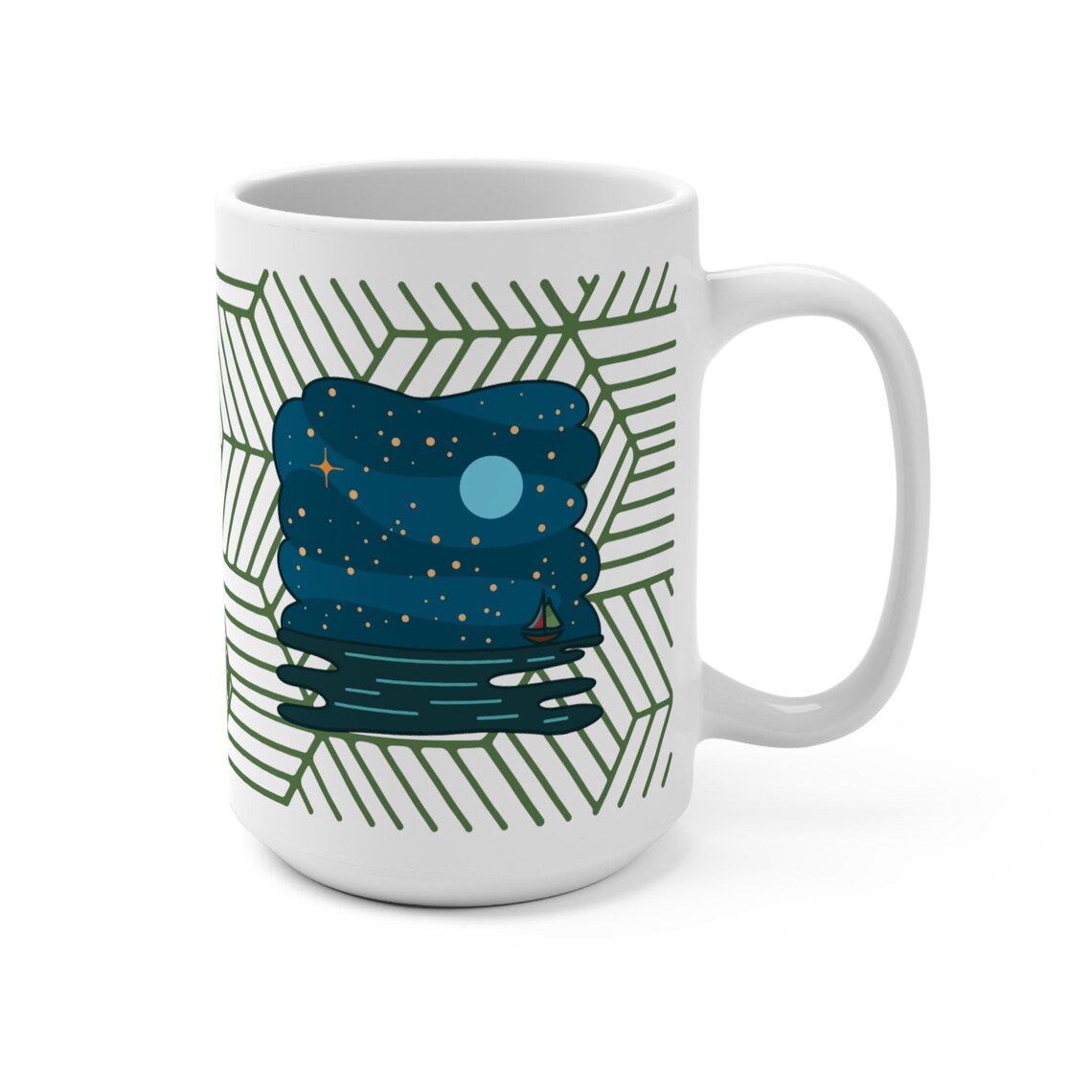 Nautical Coffee Tea Mug, Navigator Cup, Captain Sailing Gift, Geometric ...