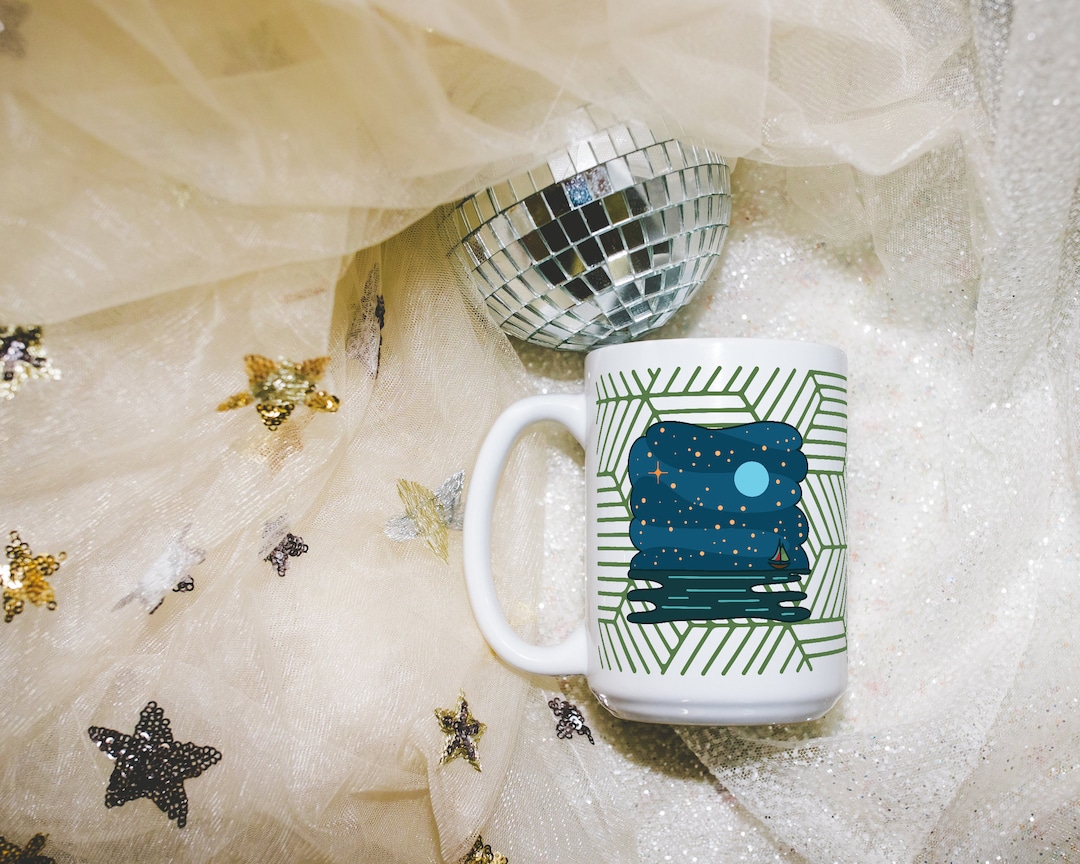 Nautical Coffee Tea Mug, Navigator Cup, Captain Sailing Gift, Geometric ...