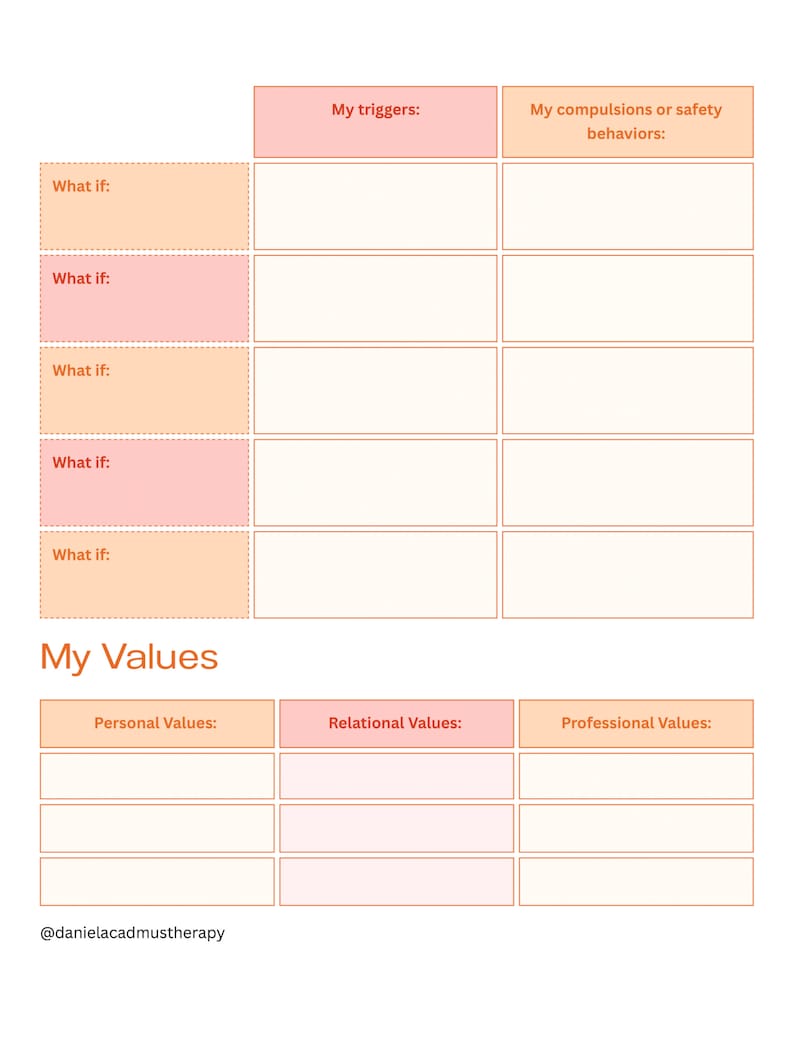 OCD and Anxiety Worksheet for Therapists - Etsy