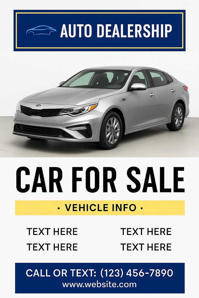 Car for Sale Flyer Template | Editable Canva Design | Used Car Listing ...