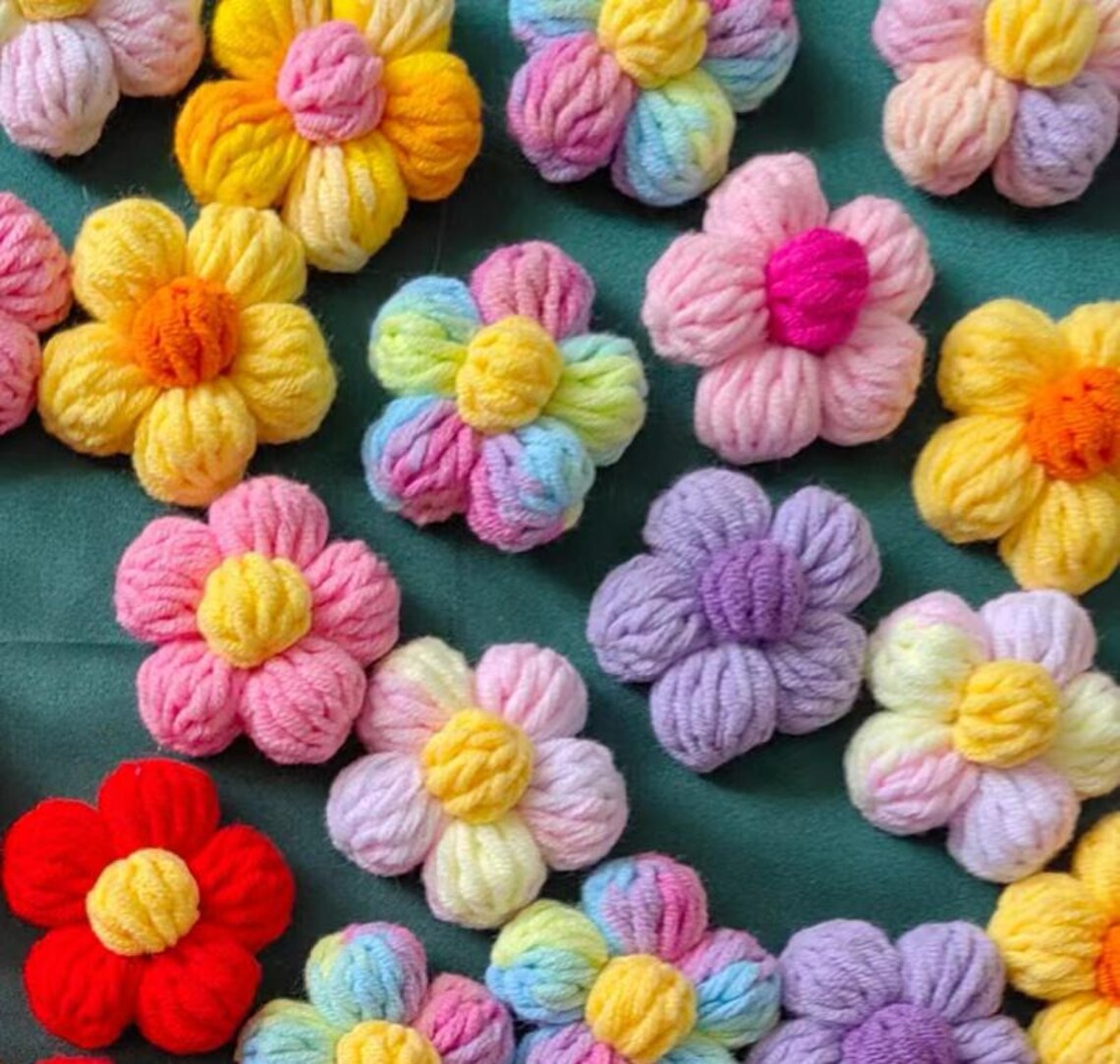 Crochet Puff Flower Pattern, Crochet Puff Stitch Pattern, Crochet Easy ...