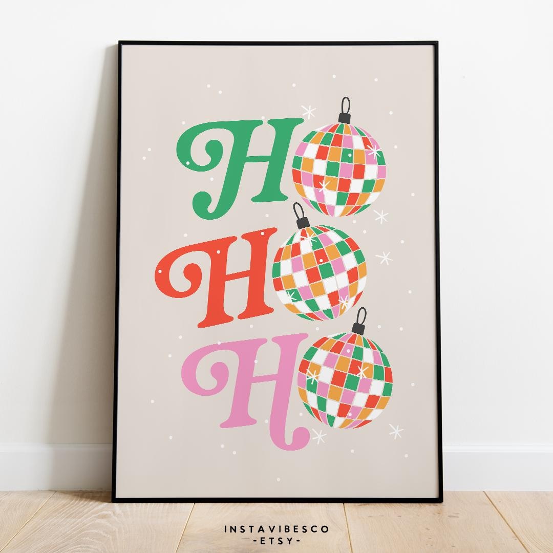 Hohoho Disco Printable Wall Art, Christmas Quote, Digital Print ...