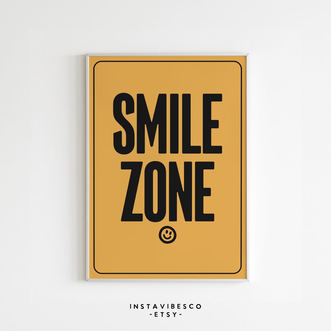 Smile Zone Street Sign Art: Retro Inspirational Decor (digital Download ...