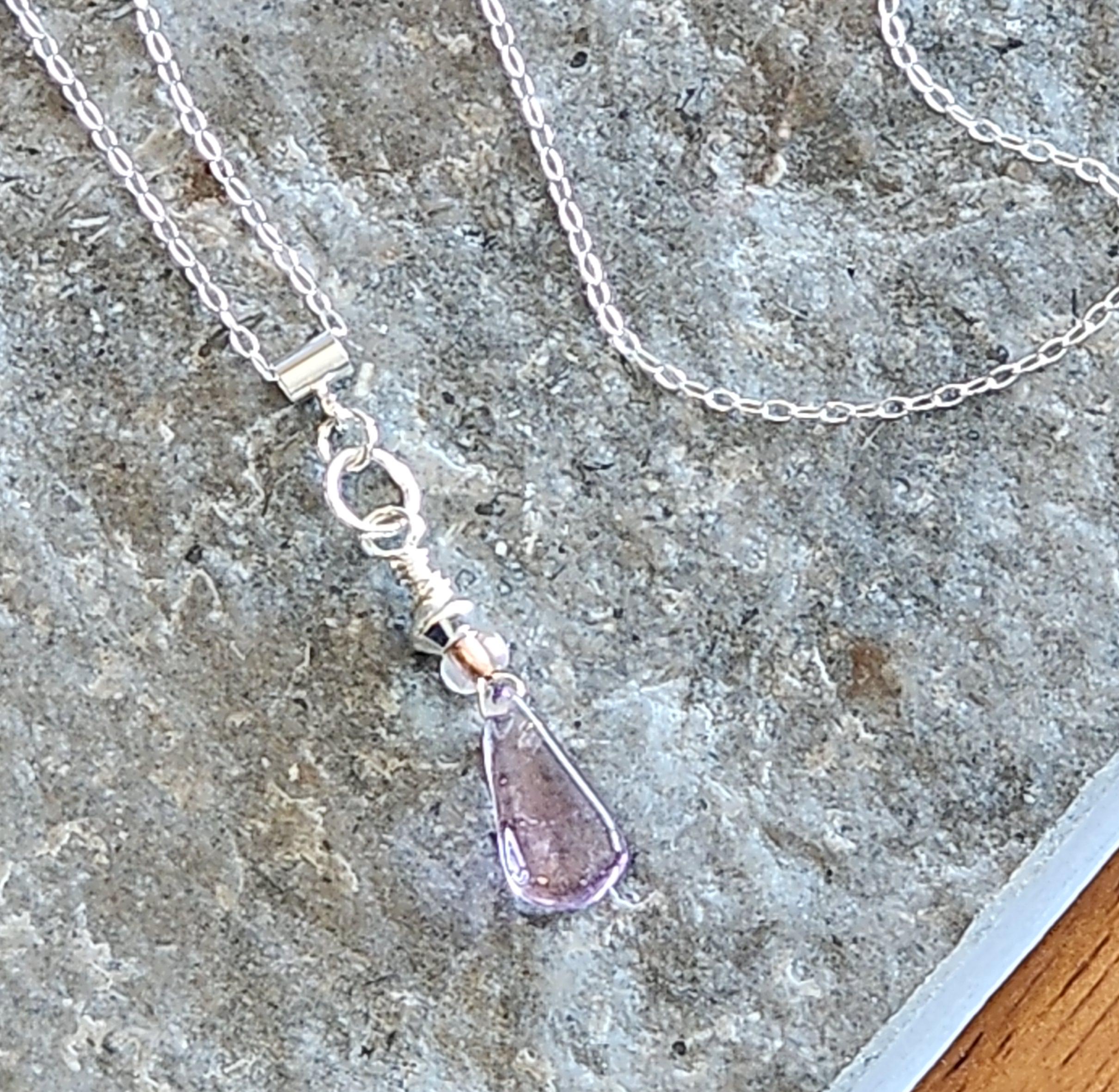 Necklace: Amethyst Drop - Etsy