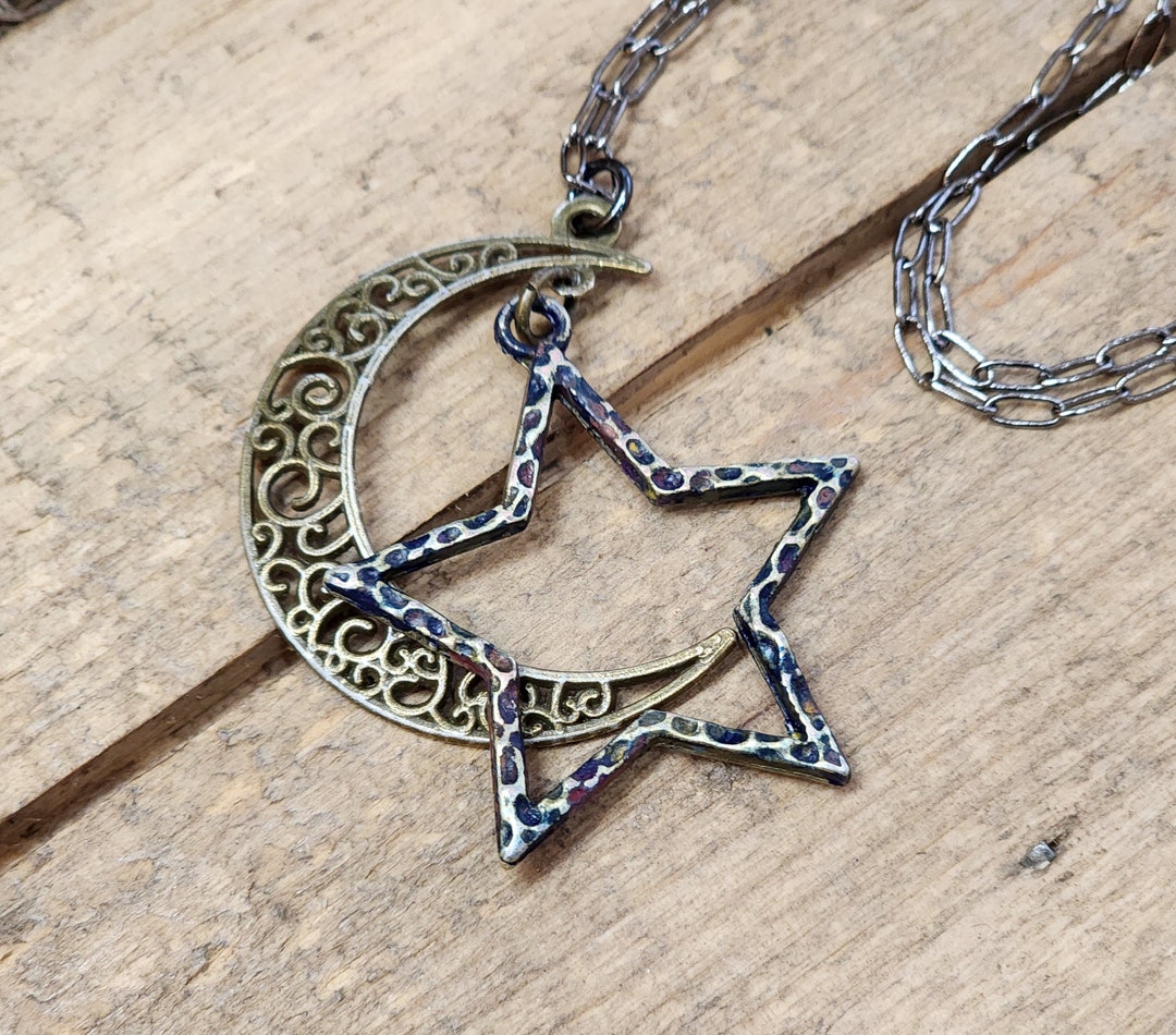 Necklace Moon and Star Unite - Etsy
