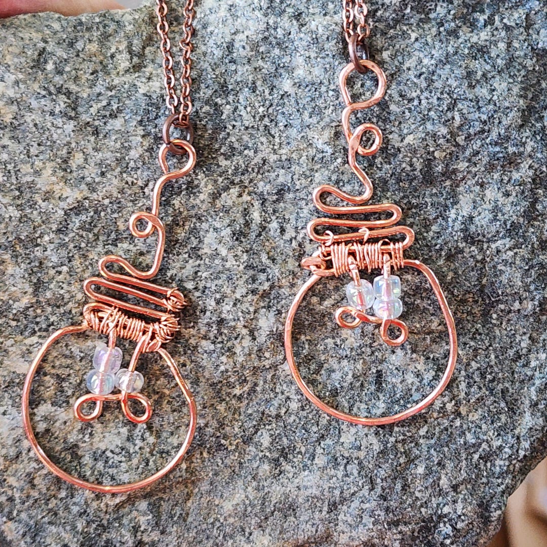 Necklace: Copper Light Bulb 1, Unique, Hand-made Copper Wire Pendant ...
