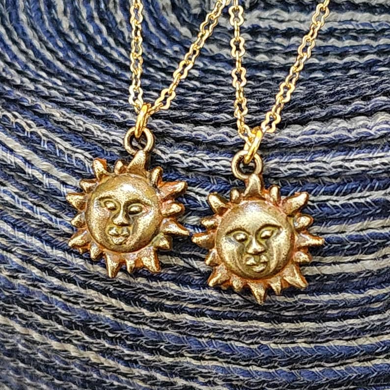 Necklace: Bronze Sun, Hand-painted Patina, Custom Design on Bronze ...