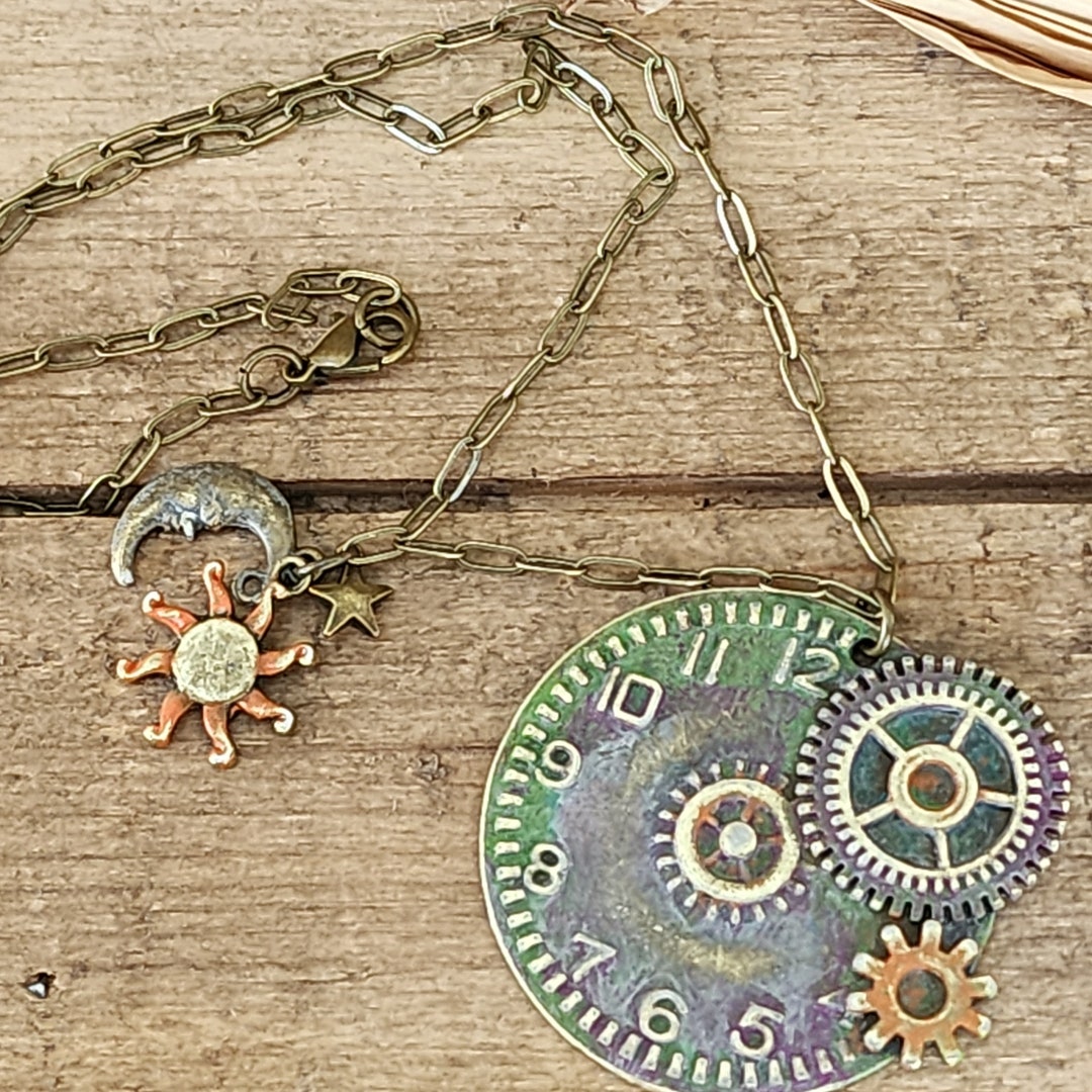 Necklace: Large Gear Clock - Etsy