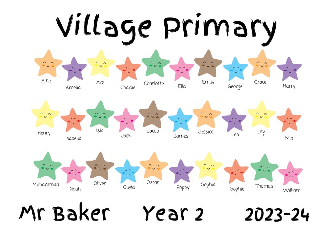 Personalised Class Print (digital Download) for Teacher, Pupils, End of ...