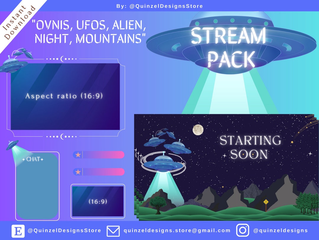 Ufos, Ufos, Alien, Night, Mountains Overlay Stream Twitch / Twitch ...