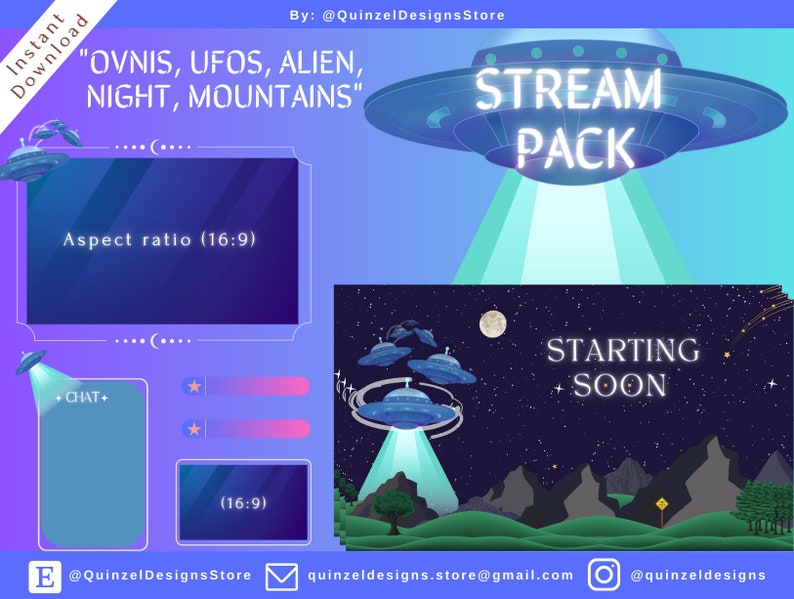 Ufos, Ufos, Alien, Night, Mountains Overlay Stream Twitch / Twitch ...