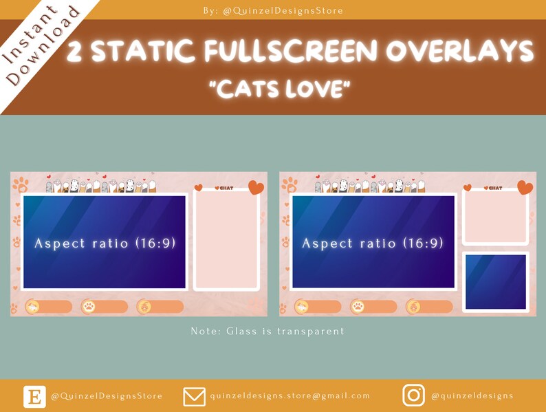 Twitch Anime Kitten Animated Overlay for Stream / Vtuber Stream Pack ...