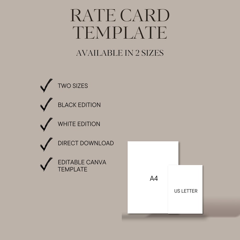 Editable UGC Rate Card Template, Modern Rate Sheet, Minimalistic Media ...