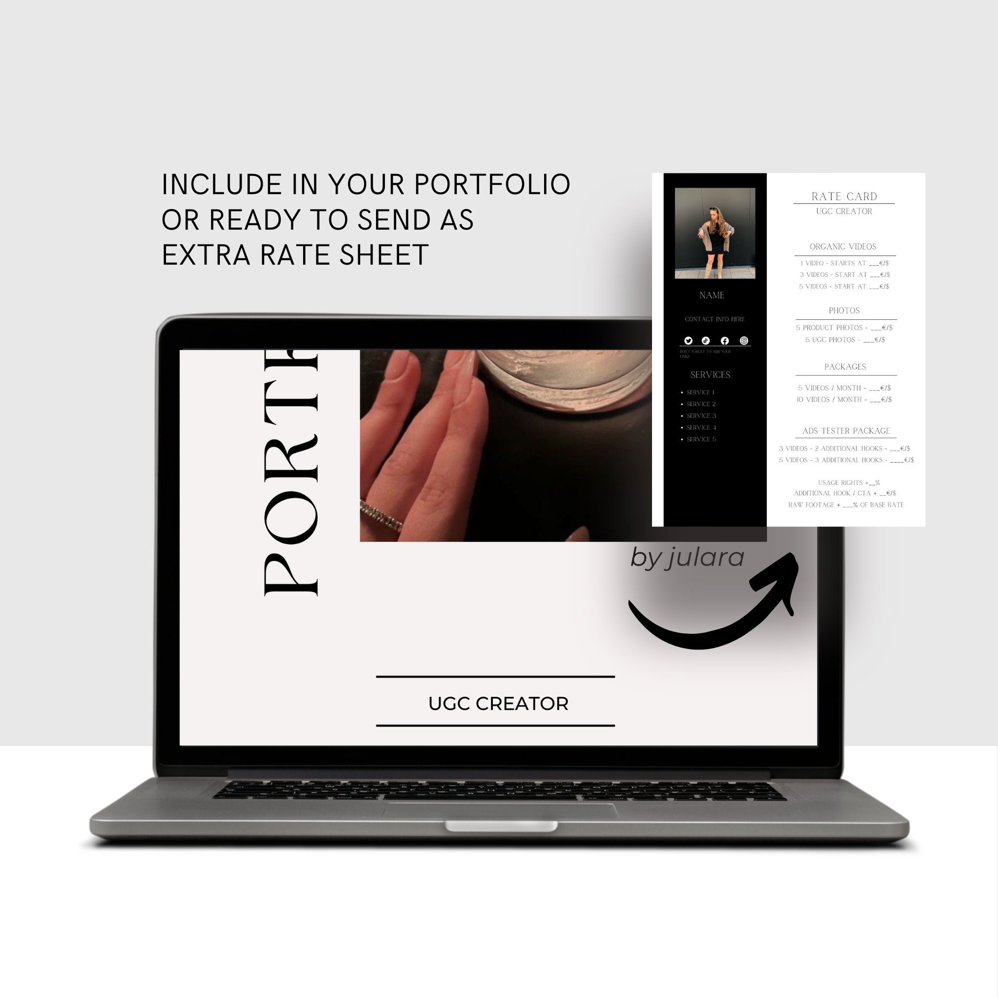 Editable UGC Rate Card Template, Modern Rate Sheet, Minimalistic Media ...