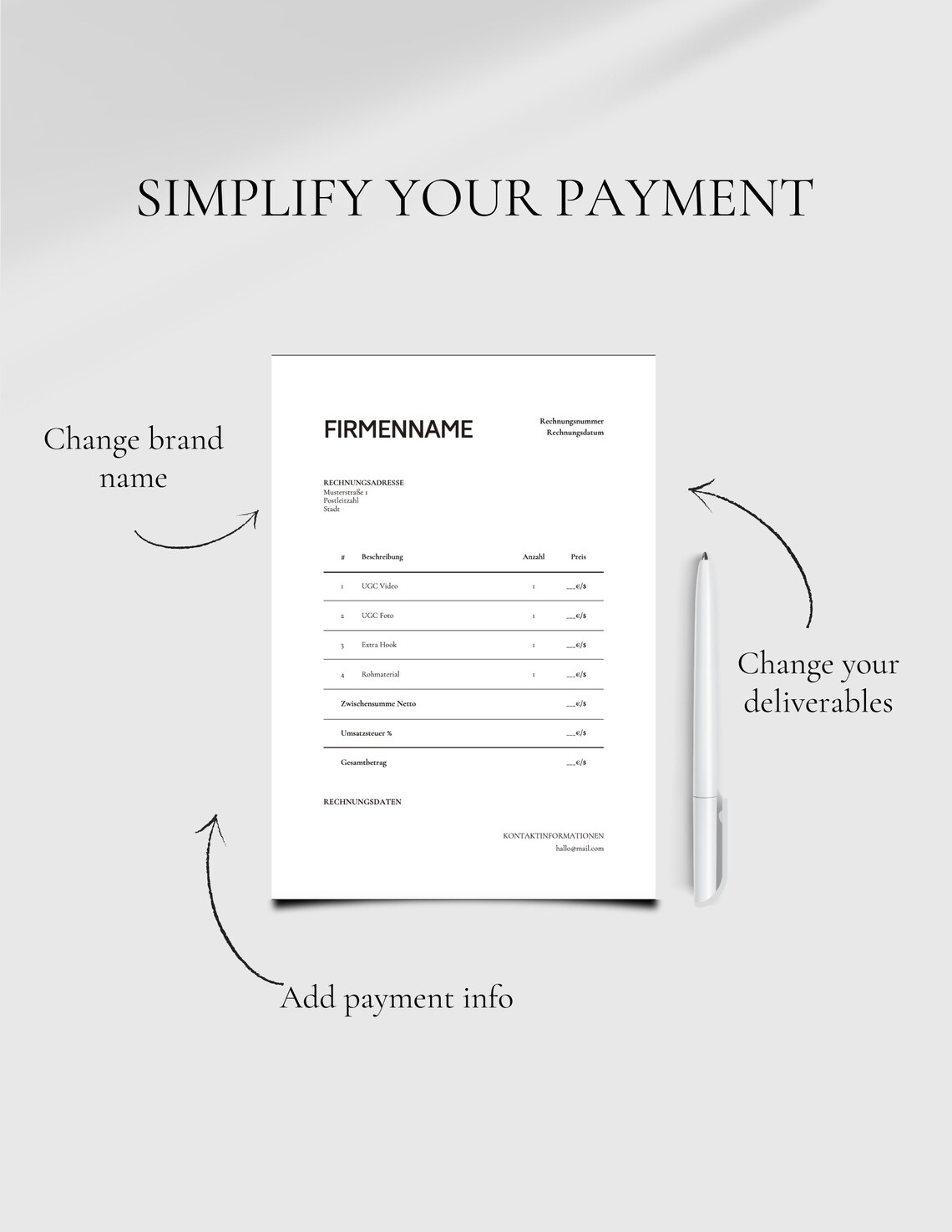 Editable UGC Invoice Template, Modern Minimalistic Portfolio UGC ...