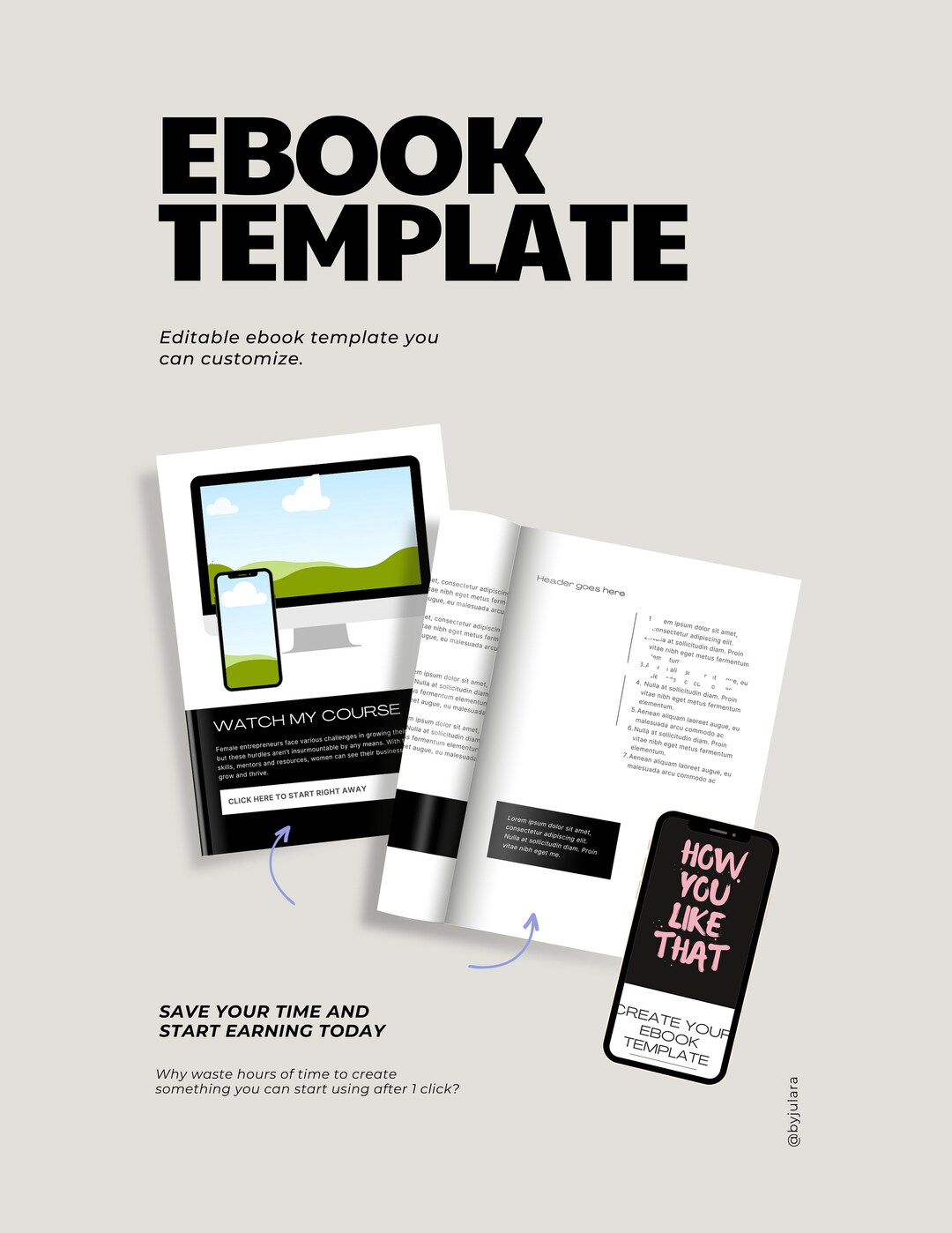 Editable Ebook Template, Modern, Minimalistic, Digital Products, Guide ...