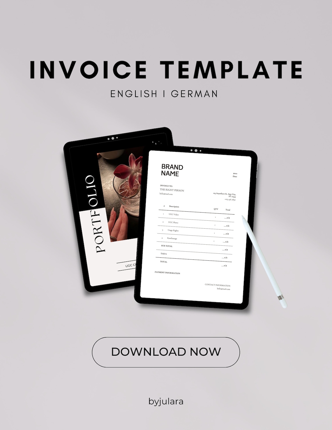 Editable UGC Invoice Template, Modern Minimalistic Portfolio UGC ...