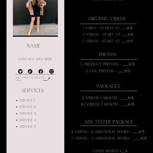 Editable UGC Rate Card Template Pastel Colors, Modern Rate Sheet ...