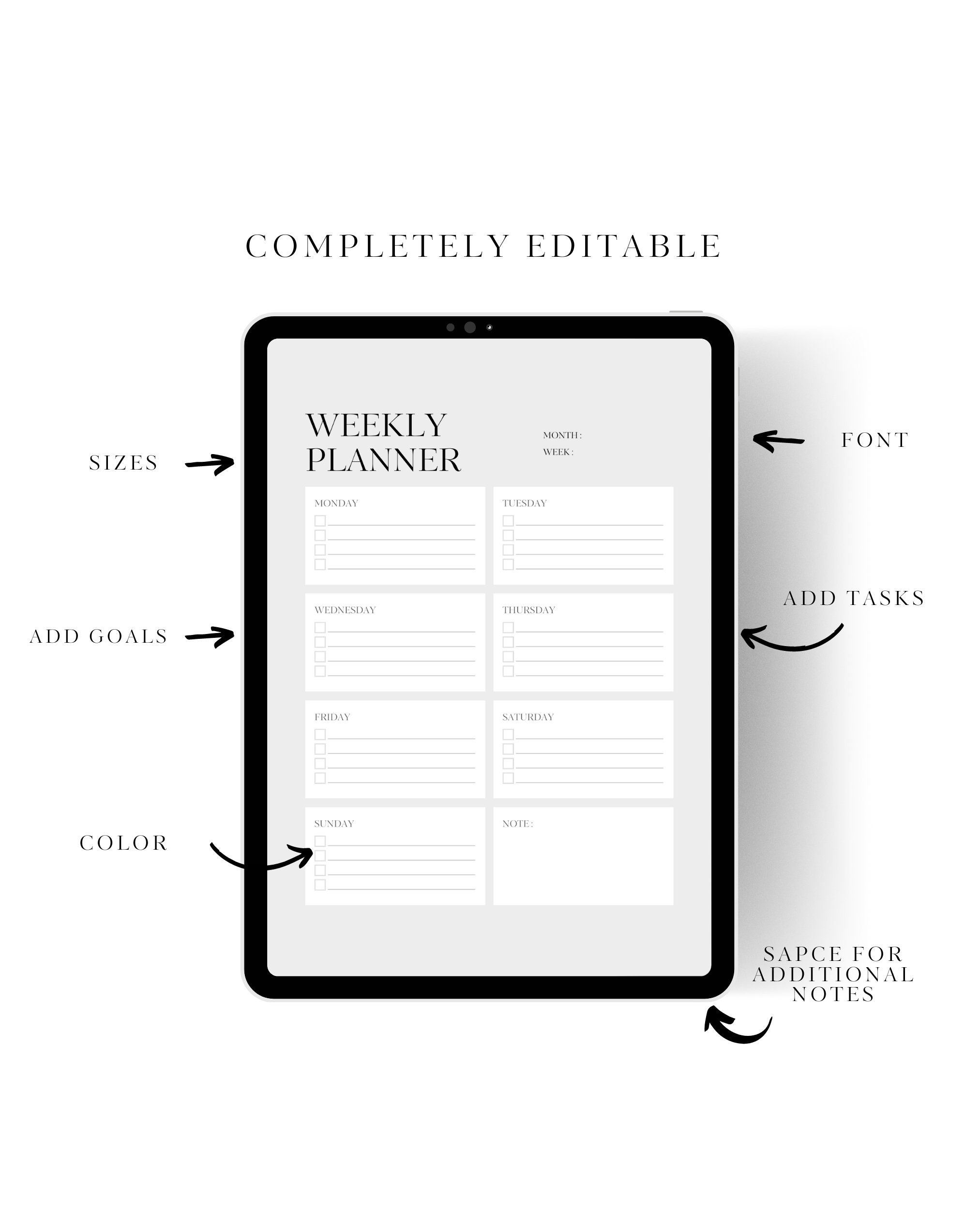 Editable Weekly Planner Template, Track Progress, Goals, Template Canva ...