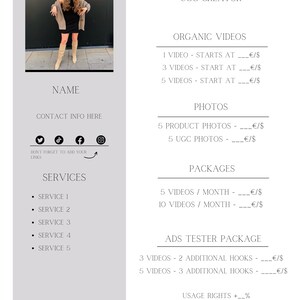 Editable UGC Rate Card Template Pastel Colors, Modern Rate Sheet ...