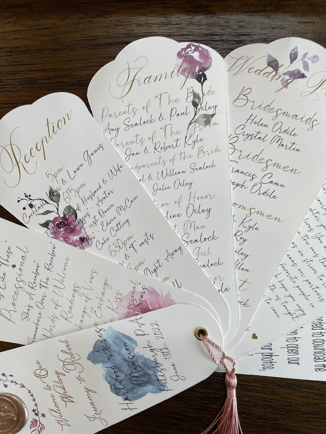 Petal Fan, Wedding Program, Program Fan, Anniversary Program, Sweet 16 ...