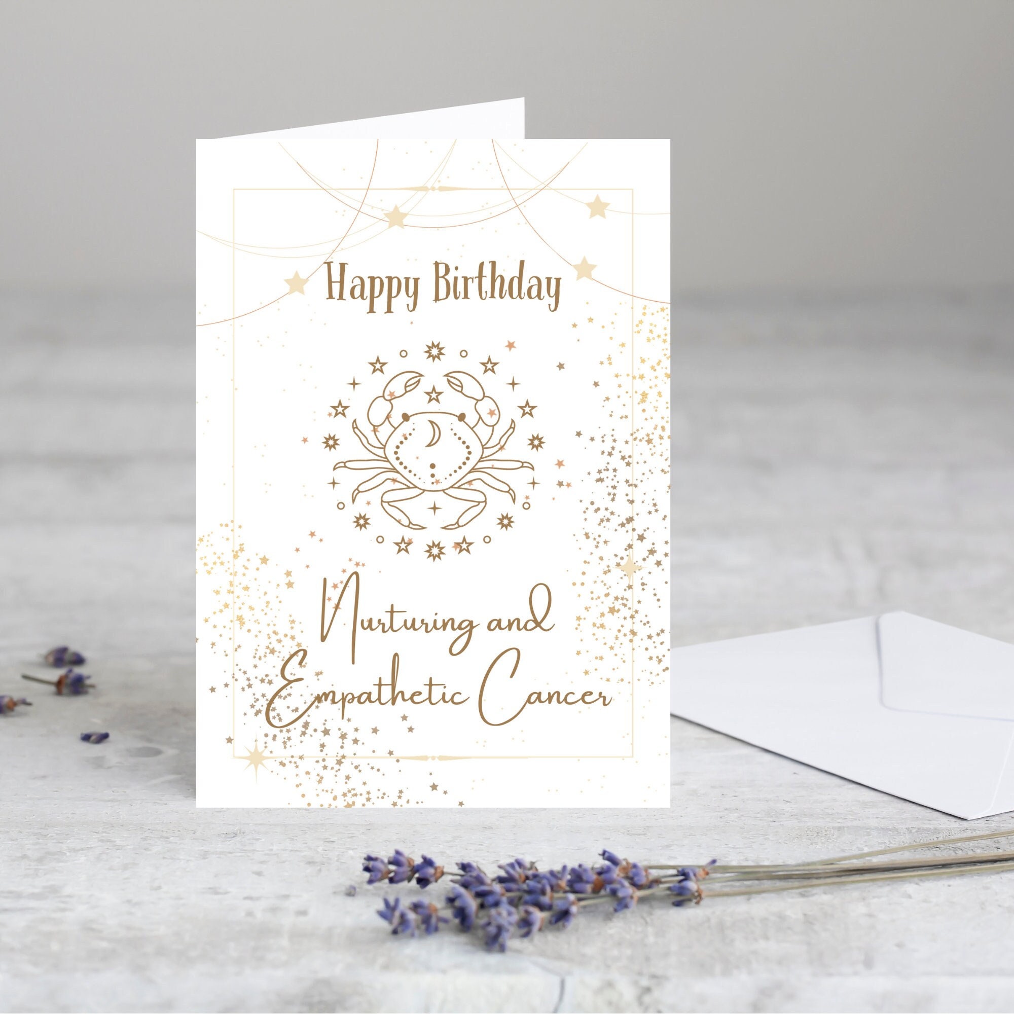Cancer Birthday Card Happy Birthday Cancer Card Star Sign Birthday Card ...