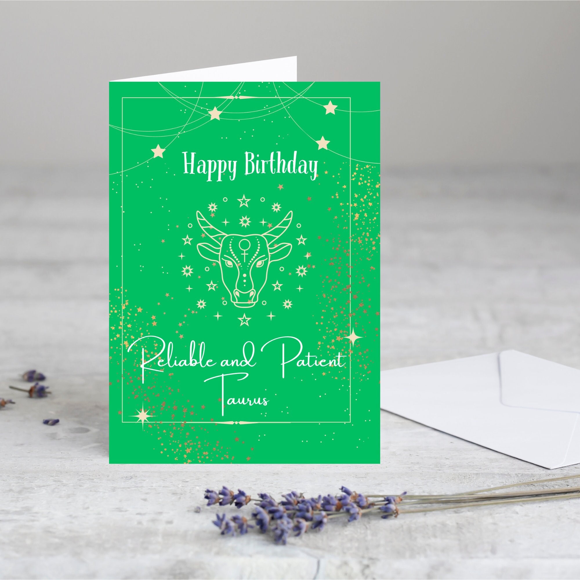 Taurus Birthday Card Happy Birthday Taurus Card Star Sign Birthday Card ...