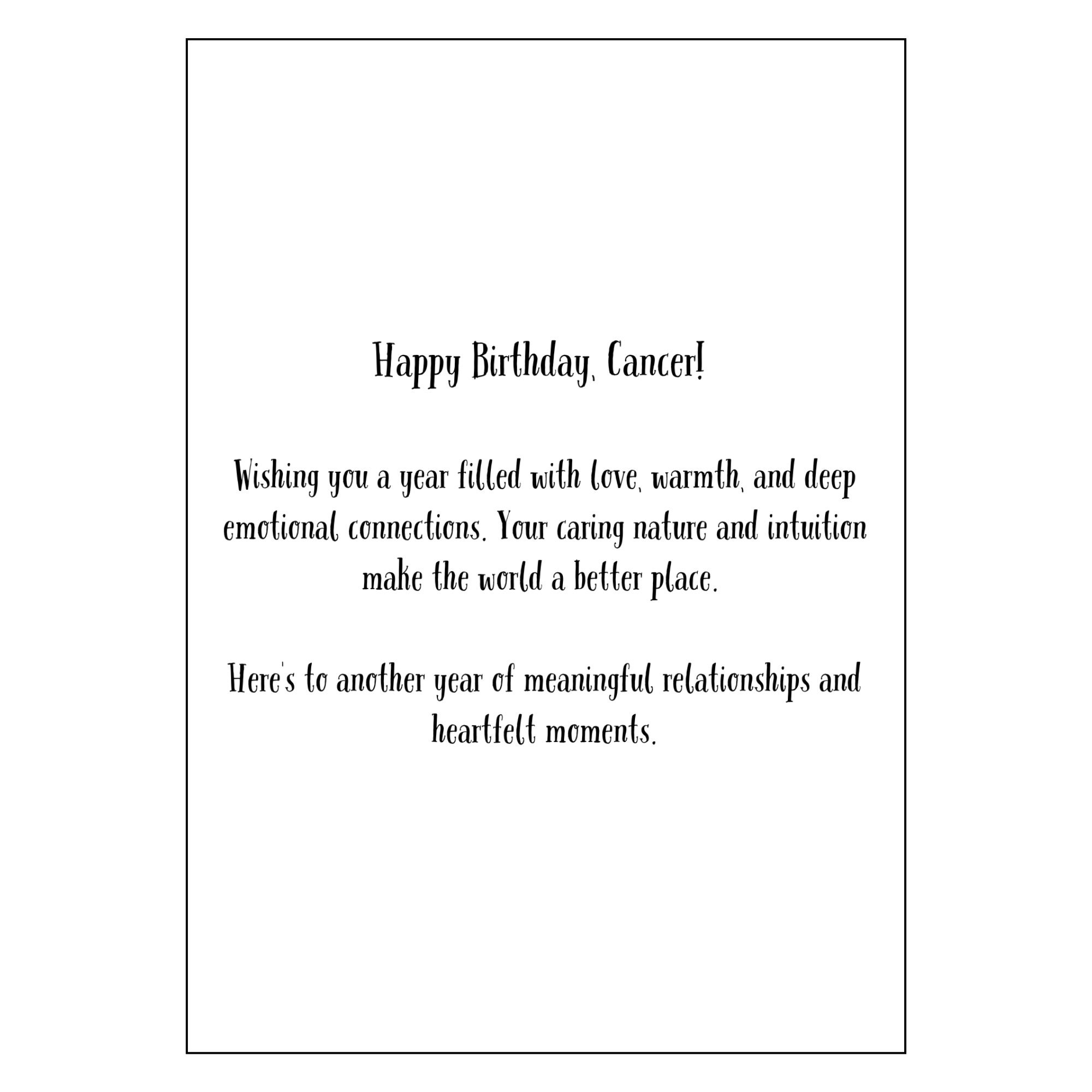 Cancer Birthday Card Happy Birthday Cancer Card Star Sign Birthday Card ...