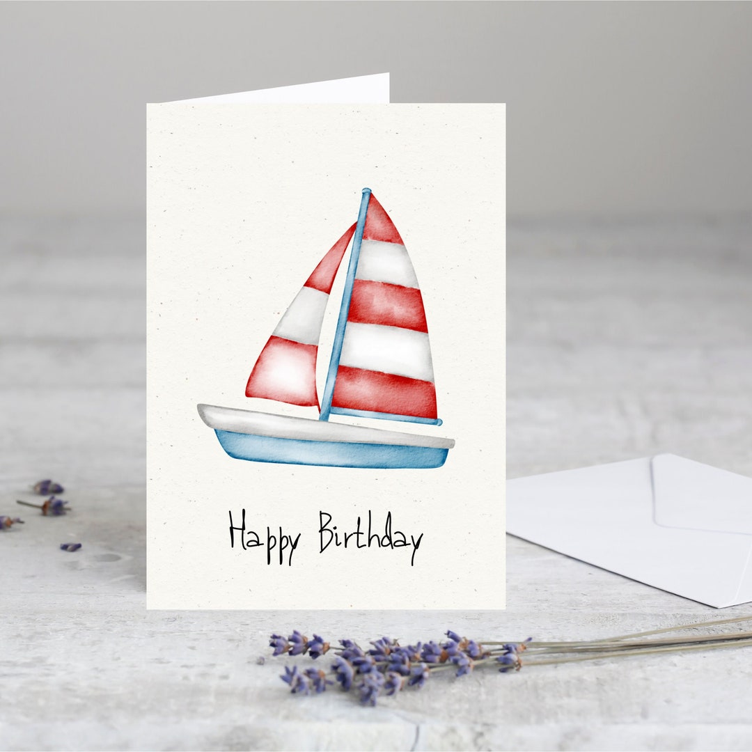 Happy Birthday Card Happy Birthday Sailing Card HBD Card Sail Greeting ...