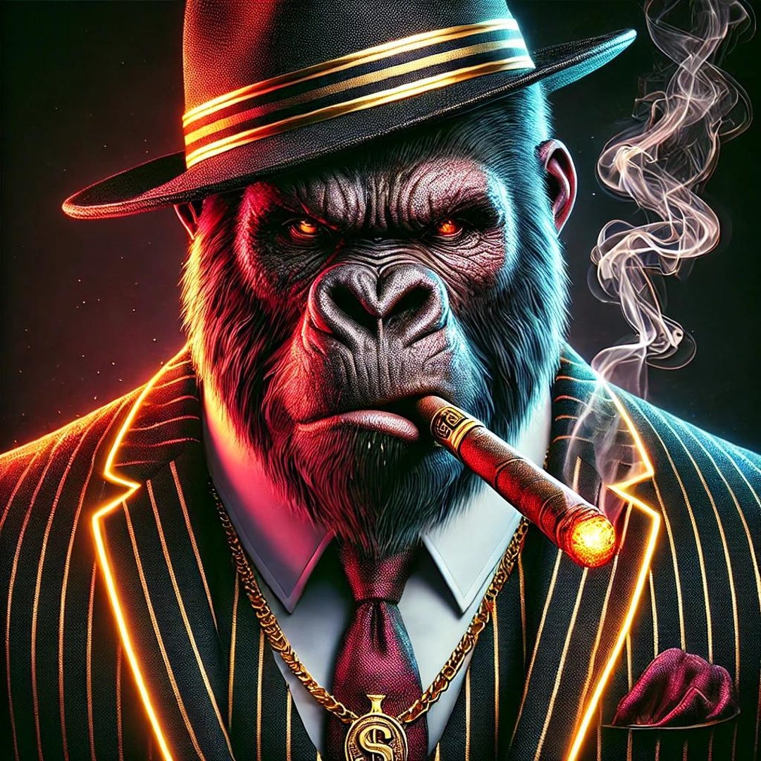 Gorilla Boss Art Bundle – Mafia Monkey Digital Prints in Neon Noir (set ...