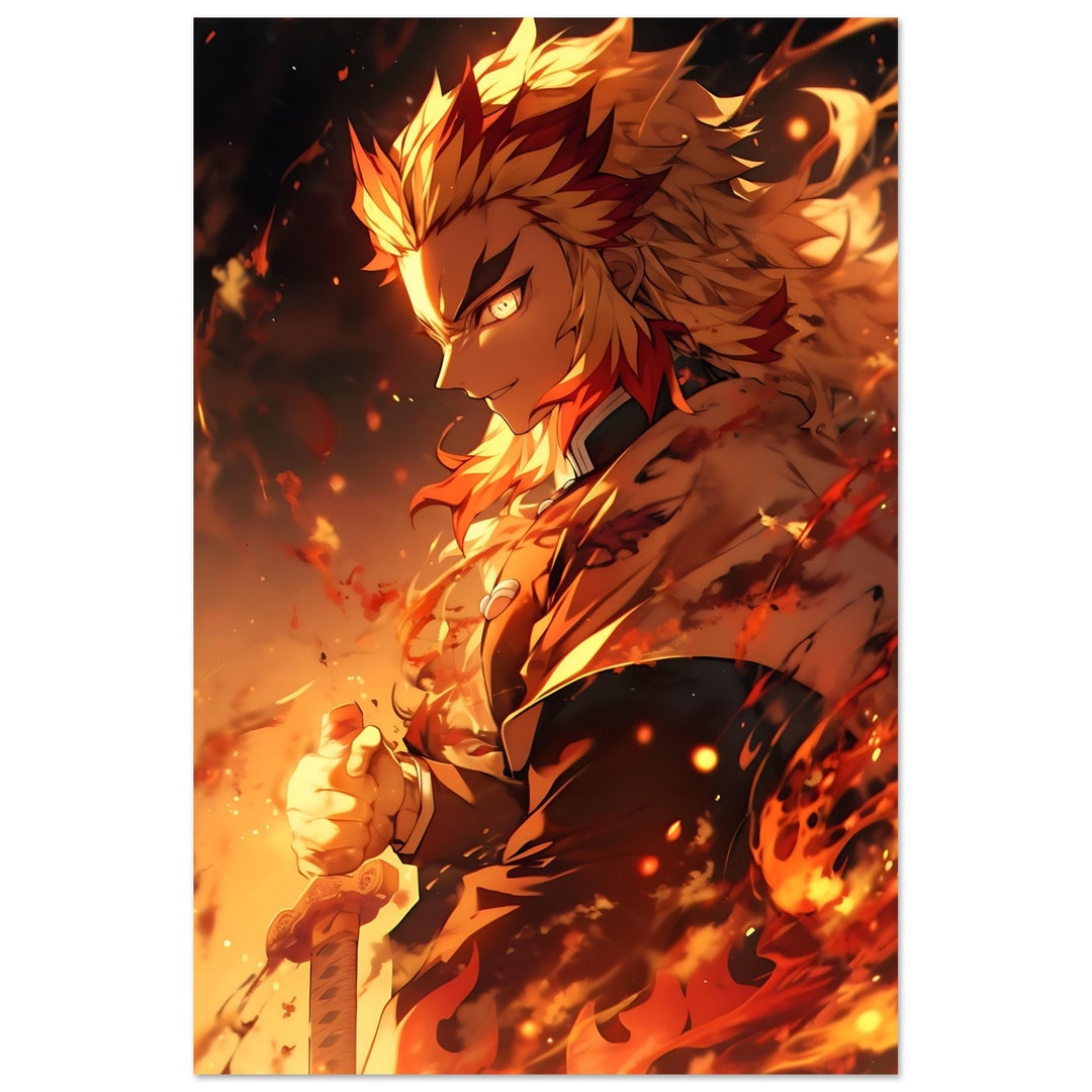 Kyojuro Rengoku Anime Manga Poster Minimalistic Anime Print - Etsy