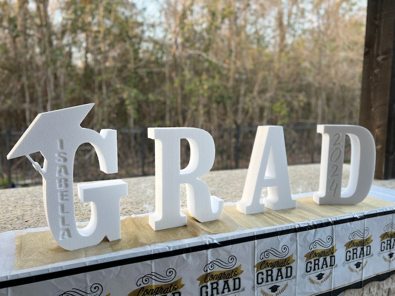 Custom Grad Foam Letters for Party Decor Styrofoam Letters Glittered ...