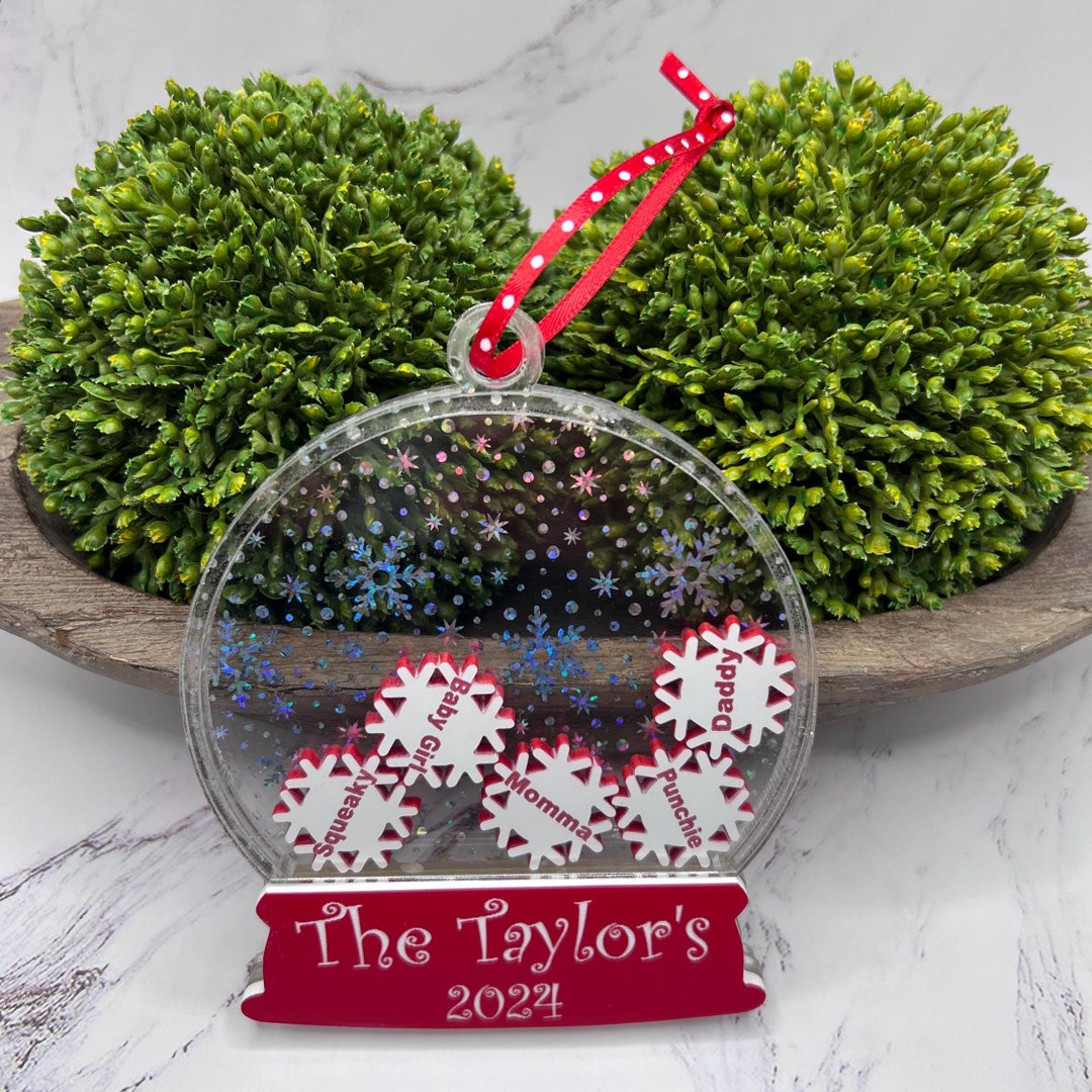Custom Family Snow Globe Ornament for Personalized Family Name ...
